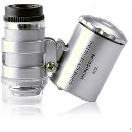 60-fache Handlupe Mini-Handmikroskop UV-Lupe Münzsucher Juwelierlupe mit LED-Licht