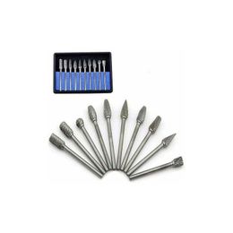 10 Stück Hartmetall-Frässtifte mit Schleifkopf für Dremel-Rotationswerkzeuge, Bohren und Polieren von Metall.
