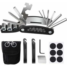 Tovbmup - Fahrrad-Werkzeugset, 16-in-1-Fahrradreparatur-Werkzeugset, Fahrradreifen-Reparaturset, Multifunktionswerkzeug für Fahrrad, Roller,