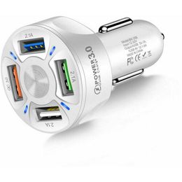 QC3.0 weißes Auto-Handy-Ladegerät, 4 USB-Auto-Ladegerät, eins für vier Auto-Ladegerät