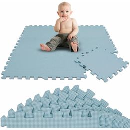 LittleTom 9 Teile Spielmatte Baby Puzzlematte - 30x30 Krabbelmatte Bodenmatte Kinderzimmer - blau