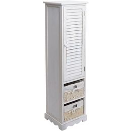 HHG - neuwertig] Badezimmerkommode 674, Badezimmer Schrank Badschrank Badregal, 120x27x29cm Massiv-Holz shabby weiß - white