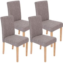 HHG 4er-Set Esszimmerstuhl Stuhl Küchenstuhl Littau Textil, grau, helle Beine - grey