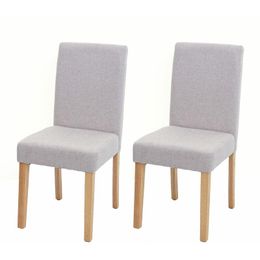 HHG 2er-Set Esszimmerstuhl Stuhl Küchenstuhl Littau Textil, creme-beige, helle Beine - beige