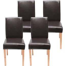 HHG - 4er-Set Esszimmerstuhl Stuhl Küchenstuhl Littau Kunstleder, braun helle Beine - brown