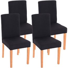 HHG - 4er-Set Esszimmerstuhl Stuhl Küchenstuhl Littau Textil, schwarz, helle Beine - black