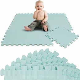 LittleTom 9 Teile Spielmatte Baby Puzzlematte - 30x30 Krabbelmatte Bodenmatte Kinderzimmer - mint