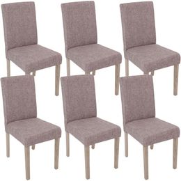 HHG 6er-Set Esszimmerstuhl Littau, Stuhl Küchenstuhl Textil, grau, Beine Struktur - Eiche - grey