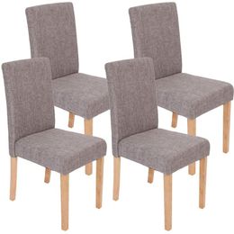 HHG Neuwertig] 4er-Set Esszimmerstuhl Stuhl Küchenstuhl Littau Textil, grau, helle Beine - grey