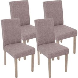 HHG 4er-Set Esszimmerstuhl Littau, Stuhl Küchenstuhl Textil, grau, Beine Struktur - Eiche - grey