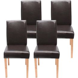 HHG - neuwertig] 4er-Set Esszimmerstuhl Stuhl Küchenstuhl Littau Kunstleder, braun helle Beine - brown