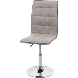 Esszimmerstuhl HHG-274, Stuhl Küchenstuhl, höhenverstellbar drehbar, Stoff/Textil creme-grau - grey