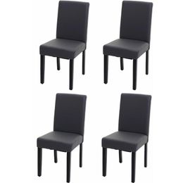HHG [NEUWERTIG] 4er-Set Esszimmerstuhl Stuhl Küchenstuhl Littau Kunstleder, grau matt, dunkle Beine - grey