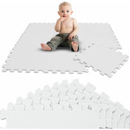 LittleTom 9 Teile Spielmatte Baby Puzzlematte - 30x30 Krabbelmatte Bodenmatte Kinderzimmer - weiss