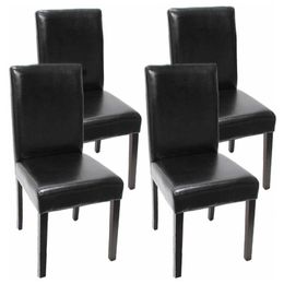 HHG Neuwertig] 4er-Set Esszimmerstuhl Stuhl Küchenstuhl Littau Leder, schwarz dunkle Beine - black