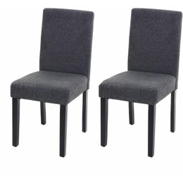 HHG 2er-Set Esszimmerstuhl Stuhl Küchenstuhl Littau Textil, anthrazitgrau, dunkle Beine - grey