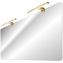 Lomadox Badezimmerspiegel 120cm mit LED-Leuchte in goldfarben ADELAIDE-56-WHITE, B/H/T ca. 120/70/10 cm - weiß