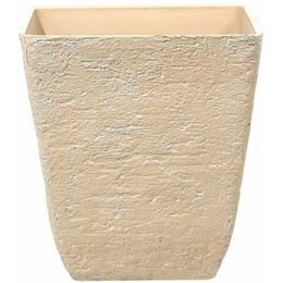 Beliani Blumentopf Beige 49 x 49 x 53 cm Steingemisch Elegant Quadratisch Modernes Design - Beige