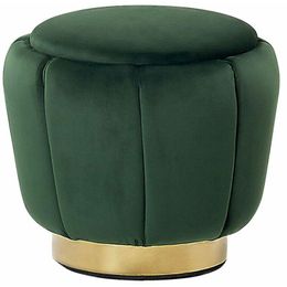 Beliani Pouf Dunkelgrün/Gold Samtstoff/Metall Wohnzimmer Retro Glamour