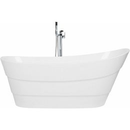 Beliani Badewanne Weiß 170 x 73 cm Acryl Freistehend Oval Modern Elegant