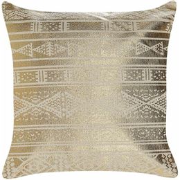 Beliani - Dekokissen Gold Baumwolle 50 x 50 cm Stoffbezug mit Polyester-Füllung geometrisches Muster Metallic Effekt Accessories Wohn- u.