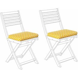 Beliani Auflage Set für Stuhl Gelb Polsterbezug 29 x 38 x 5 cm 2 Stück geometrisches Muster Garten Gartenmöbel Gartenstuhl - Gelb