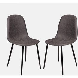Set mit 2 modernen Stühlen aus Kunstleder, für Esszimmer, Küche oder Wohnzimmer, 56x45h87 cm, graue Farbe - Dmora