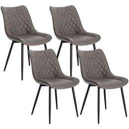 4er-Set Esszimmerstühle Küchenstühle Sitzfläche aus Kunstleder Gestell aus Metall dunkelgrau - dunkelgrau - WOLTU