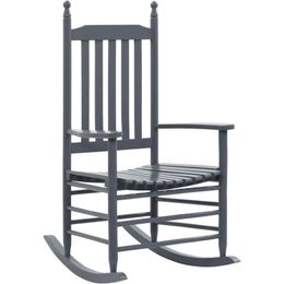 LONGZIMING - Schaukelstuhl mit gebogener Sitzfläche Grau Pappelholz
