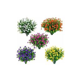 LONGZIMING Künstliche Blumen für den Außenbereich, künstliche Grünpflanzen aus Kunststoff, strauchresistente Pflanzen für den Innen- und Außenbereich, Vase,
