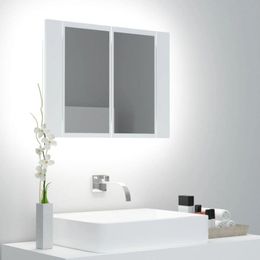 LONGZIMING - LED-Bad-Spiegelschrank Weiß 60x12x45 cm