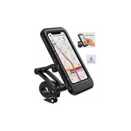 Fahrrad Handyhalterung, wasserdichte Smartphone Halterung mit Touchscreen, 360° drehbar, höhenverstellbar bis 6,7 Zoll, Motorrad Fahrrad, schwarz