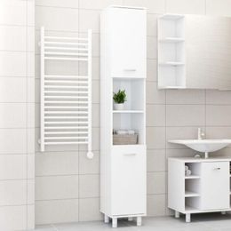 LONGZIMING - Badezimmerschrank Hochglanz-Weiß 30x30x179 cm Spanplatte