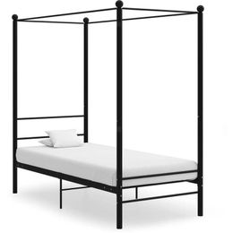 LONGZIMING Himmelbett Schwarz Metall 90x200 cm