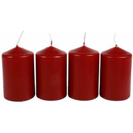 BURI Adventskranzkerzen rot 4er-Set Weihnachtskerze Stumpen Wachskerze 50x80mm