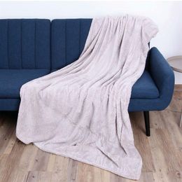 Bestlivings - Kuscheldecke Flanell Decke 150x200cm ( Silber ) Flauschige Struktur Wohndecke für Sofa, Couch und Bett, Tagesdecke oeko-tex