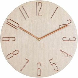 LONGZIMING Einfache Wanduhr, 30,5 cm, Wohnzimmer, Zuhause, Wanduhr, Uhr, Mode, Schlafzimmer, Wanduhr, geeignet für Zuhause/Schlafzimmer/Küche (Beige)