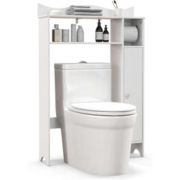 Toilettenschrank Bad Überbauschrank, Toilettenregal Badezimmerregal Holz, Badschrank freistehend Weiß 75,5 x 20 x 110 cm - Costway