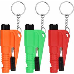 LONGZIMING - Auto-Schlüsselanhänger, 3-in-1-Fluchtwerkzeug, Fensterbrecher, Sicherheitsgurtschneider und SOS-Pfeife,