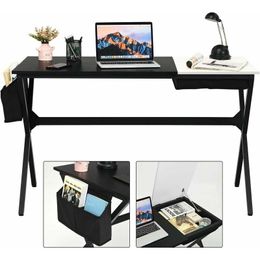 Costway Schreibtisch mit Klappbarer Tischplatte, Computertisch mit Seitentasche & Metallrahmen, Arbeitstisch PC-Tisch modern aus Holz für Arbeitszimmer,
