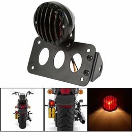 LONGZIMING - Motorrad Rücklicht 12V Bremslicht Signalleuchten Kennzeichenbeleuchtung Bremslicht mit Halterung - Schwarze Schale + Rote Lichter