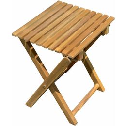 Spetebo Akazie Klapphocker 37cm im Teak Look - Holz Garten Hocker Blumenhocker Beistelltisch Pflanzenhocker