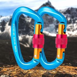 LONGZIMING - Twistlock-Karabiner, 2 Stück selbstsichernde Aluminiumkarabiner, D-Form-Kletterkarabiner für Bergsteigen, Hängematten, Wandern, Camping