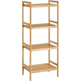 Songmics - Bambusregal, Küchenregal, Badregal, Bücherregal, Standregal mit 4 Ablagen, 45 x 31,5 x 111 cm, für Bad, Küche, Wohnzimmer, Schlafzimmer,