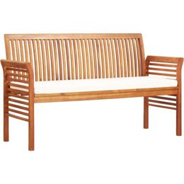 LONGZIMING - 3-Sitzer Gartenbank mit Kissen 150 cm Massivholz Akazie