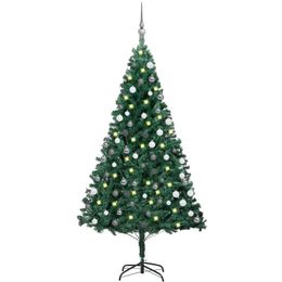 LONGZIMING Künstlicher Weihnachtsbaum mit LEDs & Kugeln Grün 180 cm pvc