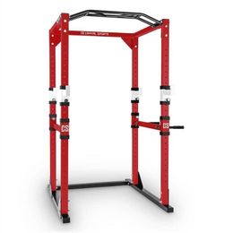 Tremendour Power Rack Homegym Stahl rot weiß - Rot - Capital Sports