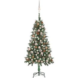 LONGZIMING - Künstlicher Weihnachtsbaum mit LEDs, Kugeln & Zapfen 150 cm