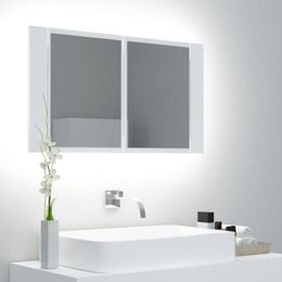 LONGZIMING LED-Bad-Spiegelschrank Weiß 80x12x45 cm