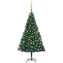 LONGZIMING - Künstlicher Weihnachtsbaum mit LEDs & Kugeln Grün 180 cm pvc